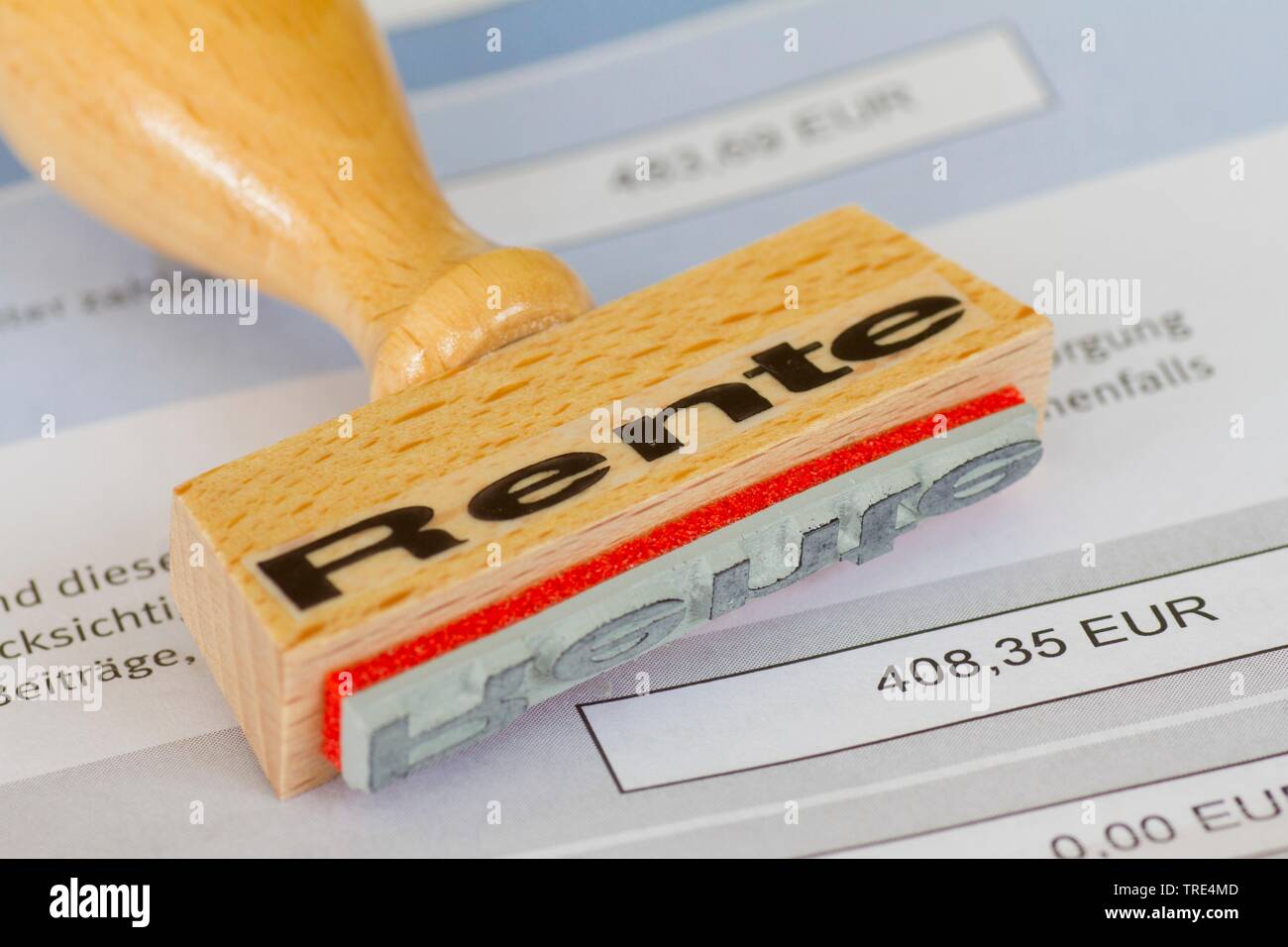 stamp lettering Rente, pension, Germany Stock Photo - Alamy