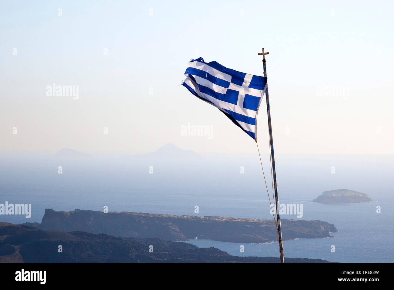 Greek flag in thira hi-res stock photography and images - Alamy