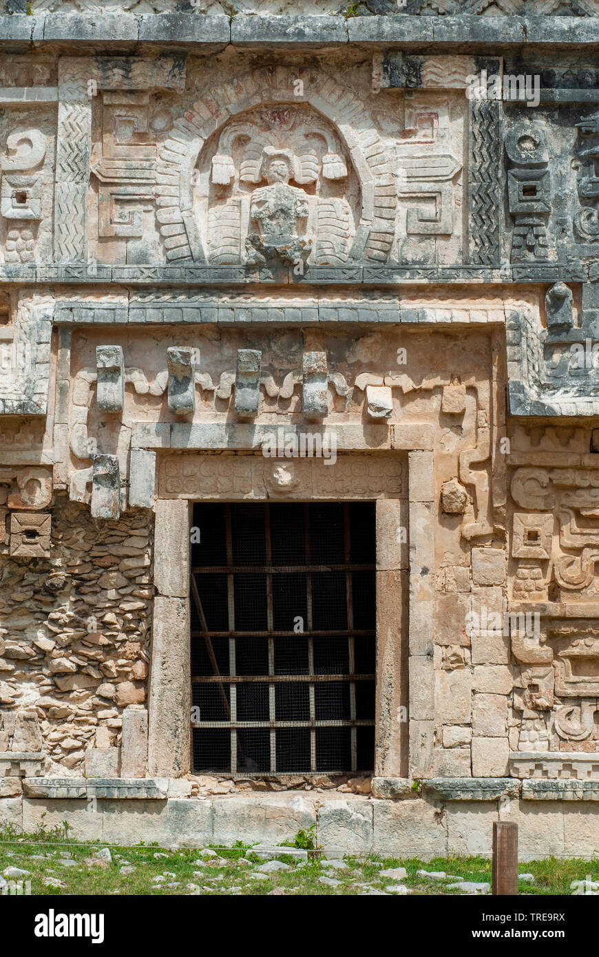Entrance gate of a Mayan temple, in the archaeological area of Chichen ...