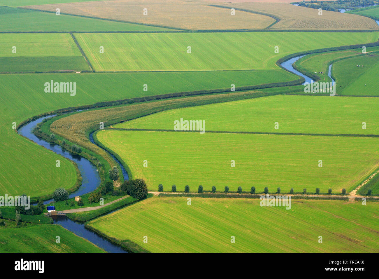 cultural landscape in Holland, aerial view, Netherlands Stock Photo - Alamy
