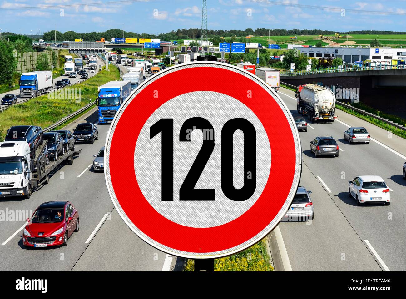 German Autobahn Speed Limit Sign Stock Photos & German Autobahn Speed ...