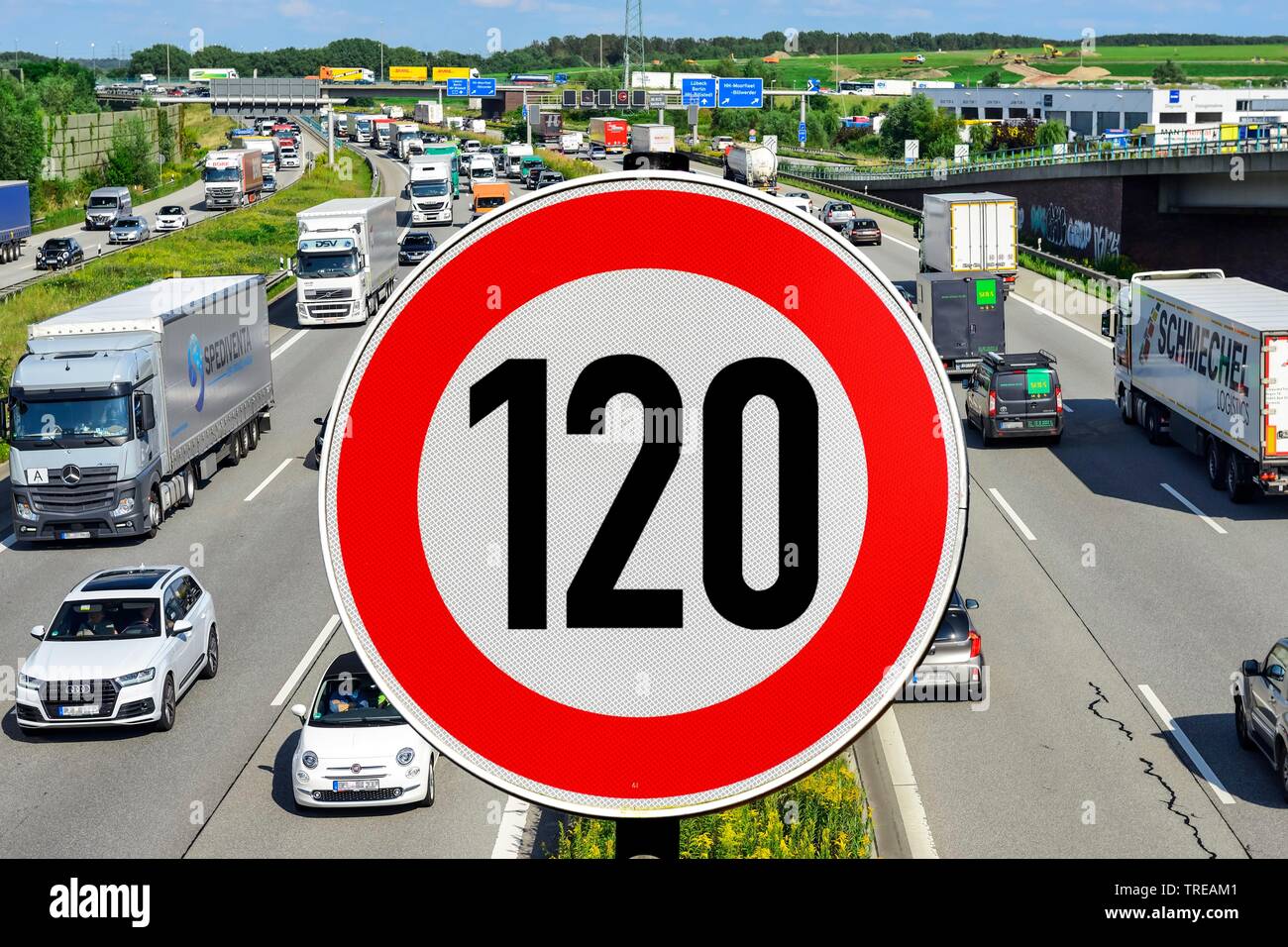 German Autobahn Speed Limit Sign Stock Photos & German Autobahn Speed ...