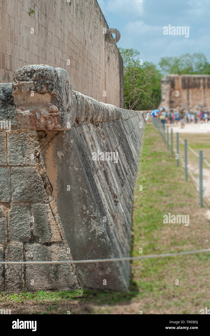 Wall with ring of the field of the game of the Pelota, in the ...