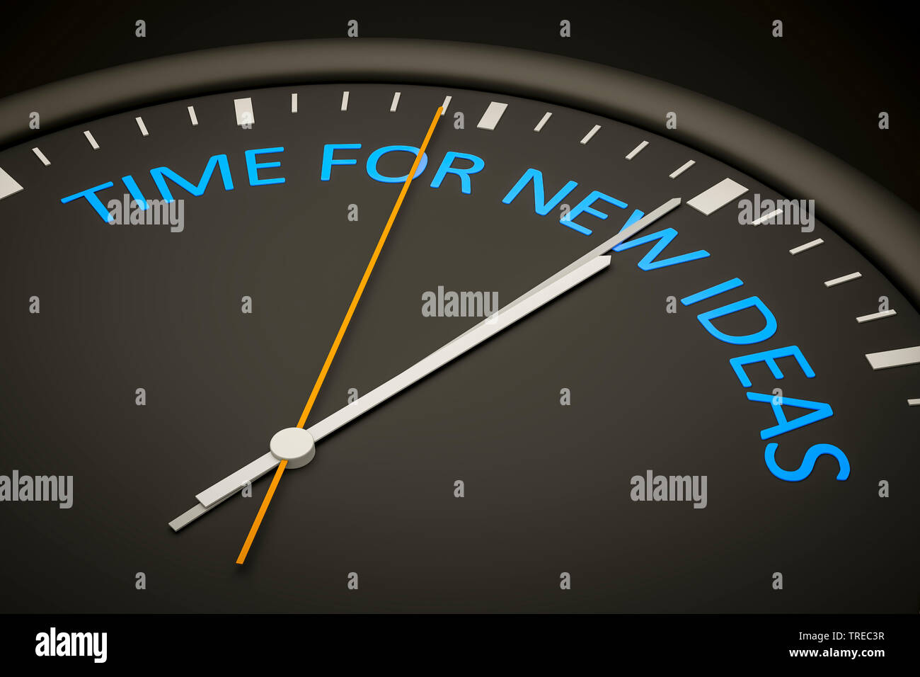 3D computer graphic, clock lettering TIME FOR NEW IDEAS Stock Photo - Alamy