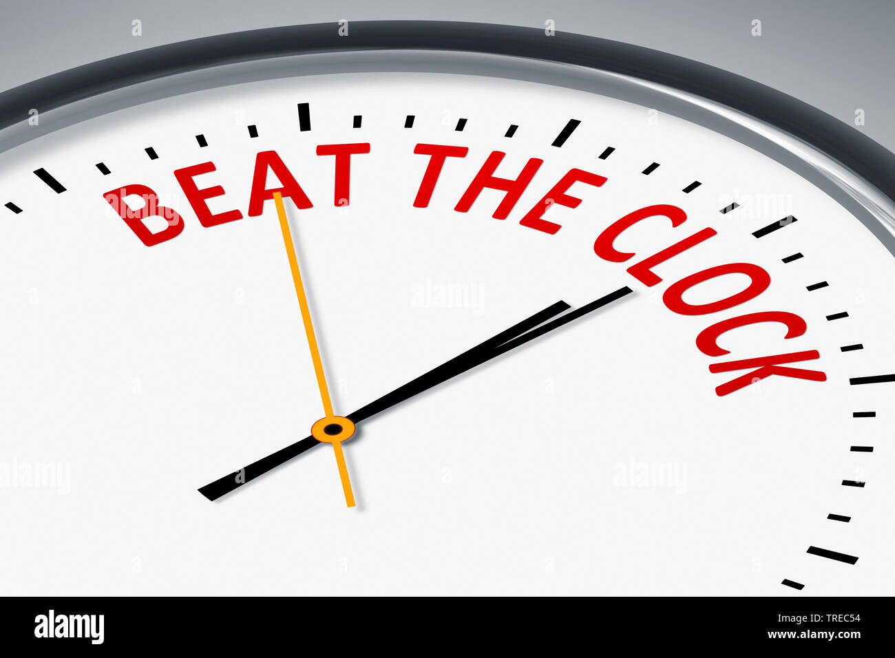 3D computer graphic, clock lettering BEAT THE CLOCK Stock Photo - Alamy