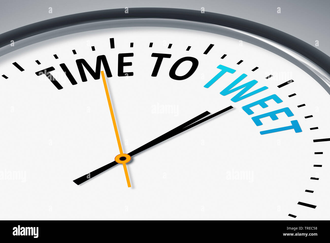 3D computer graphic, clock lettering TIME TO TWEET Stock Photo - Alamy