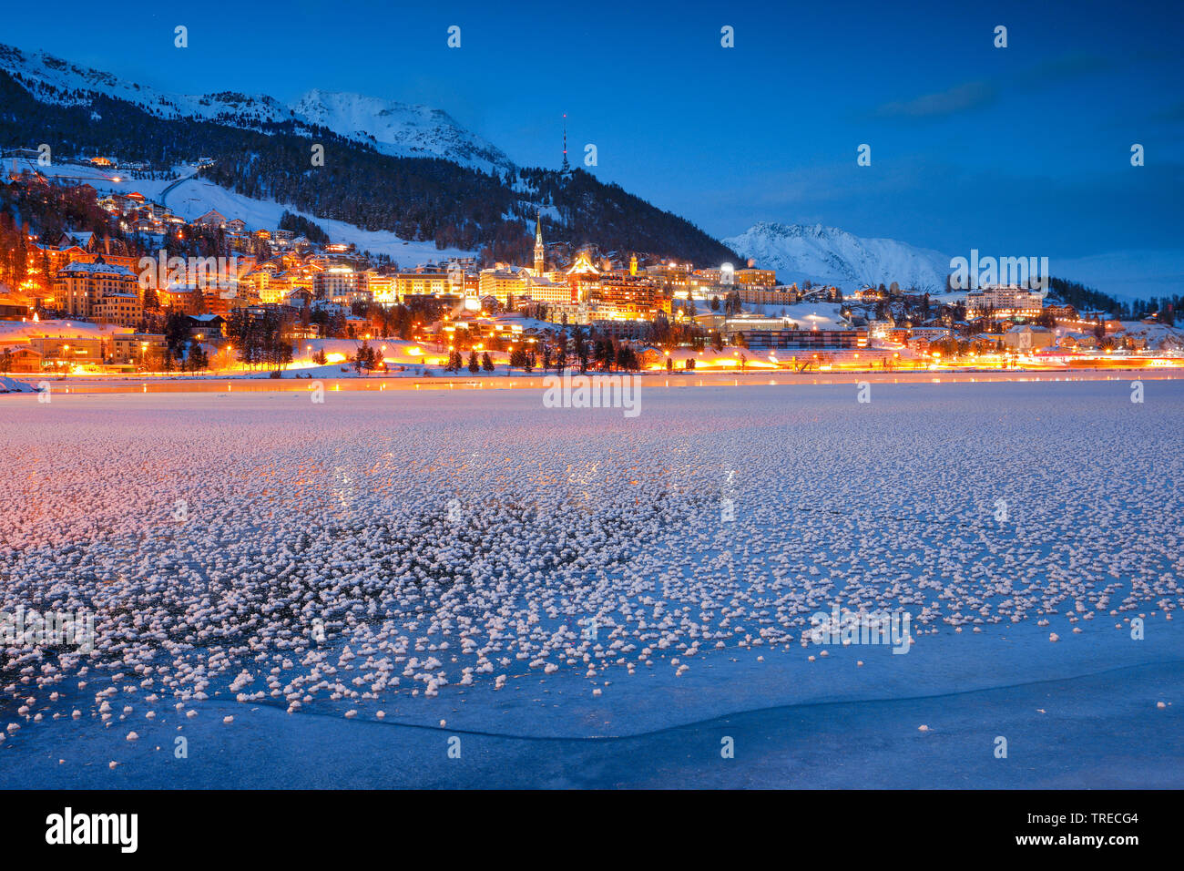 St. Moritz and Lake St. Moritz, Switzerland, Grisons, Oberengadin Stock ...