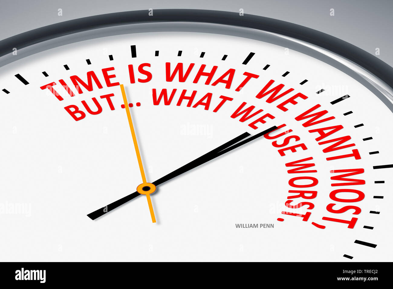 3D computer graphic, clock lettering TIME IS WHAT WE WANT MOST Stock ...