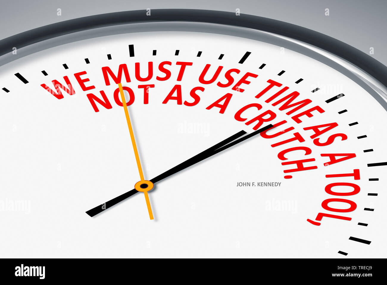 3D computer graphic, clock lettering WE MUST USE TIME AS A TOOL Stock ...