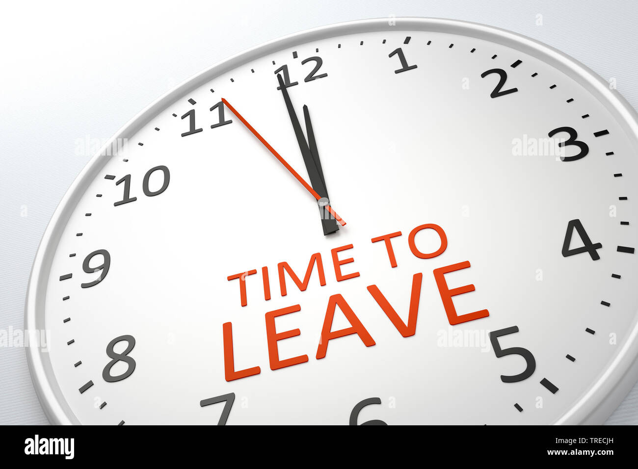 3D computer graphic, clock lettering TIME TO LEAVE Stock Photo - Alamy