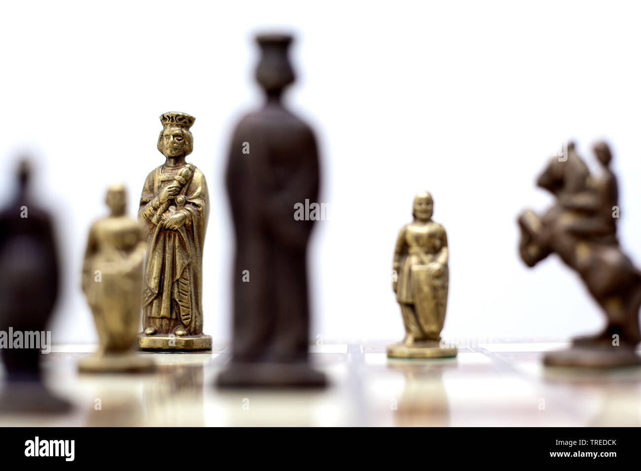 Details of a number of chess pieces on a chess board, Bundesrepublik ...