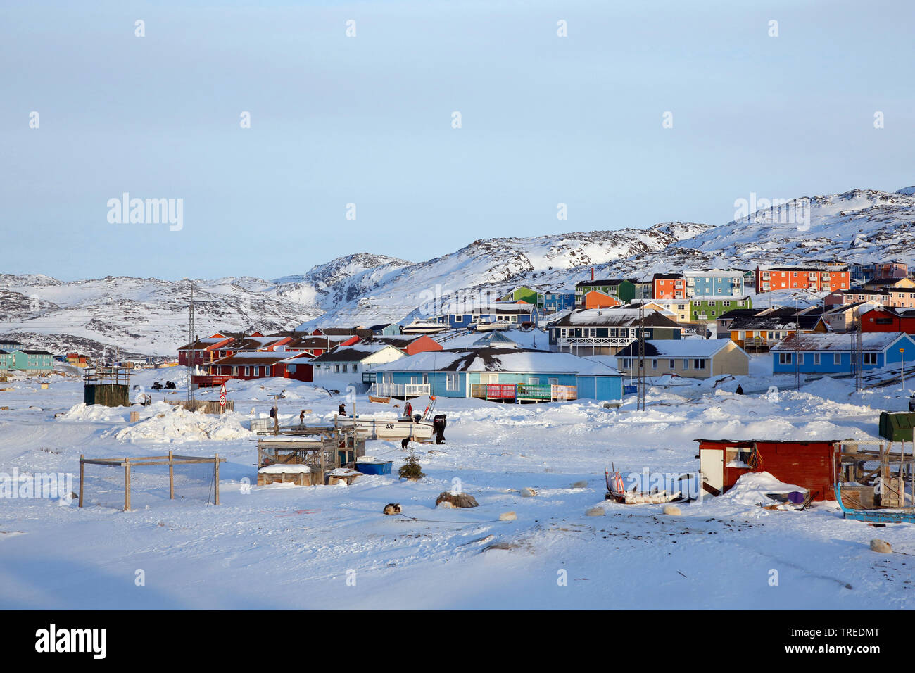 village in snowy landscape, Greenland, Ilulissat Stock Photo - Alamy