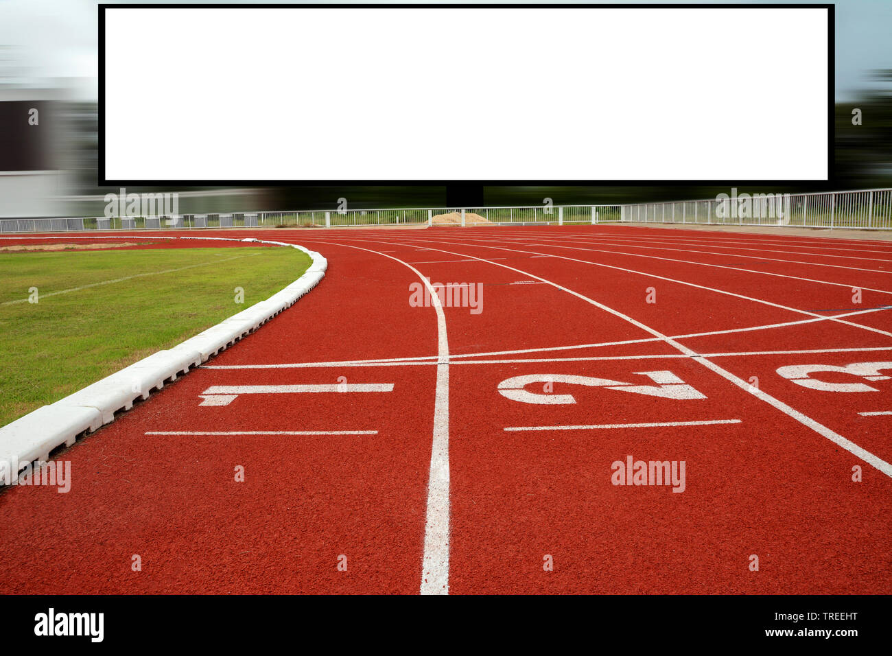 track and running, Running track with Empty digital billboard screen ...