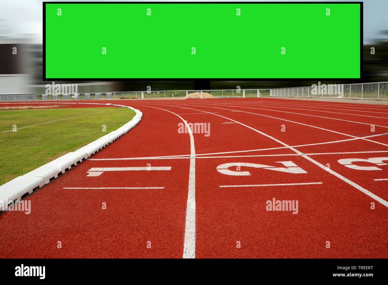 track and running, Running track with Empty digital billboard screen ...