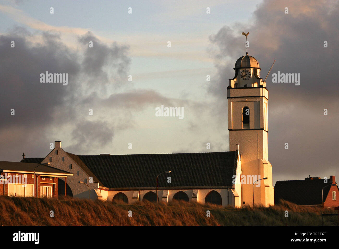 White church Katwijk, St Andreas Church, Netherlands, Katwijk Stock ...
