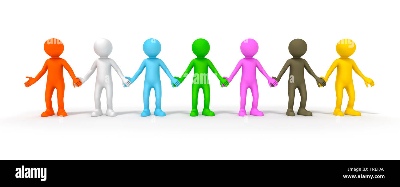 3D icon men in various colors symbolizing equality Stock Photo - Alamy