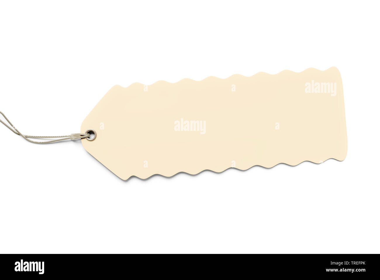 3D computer graphic, empty white price tag against white background ...