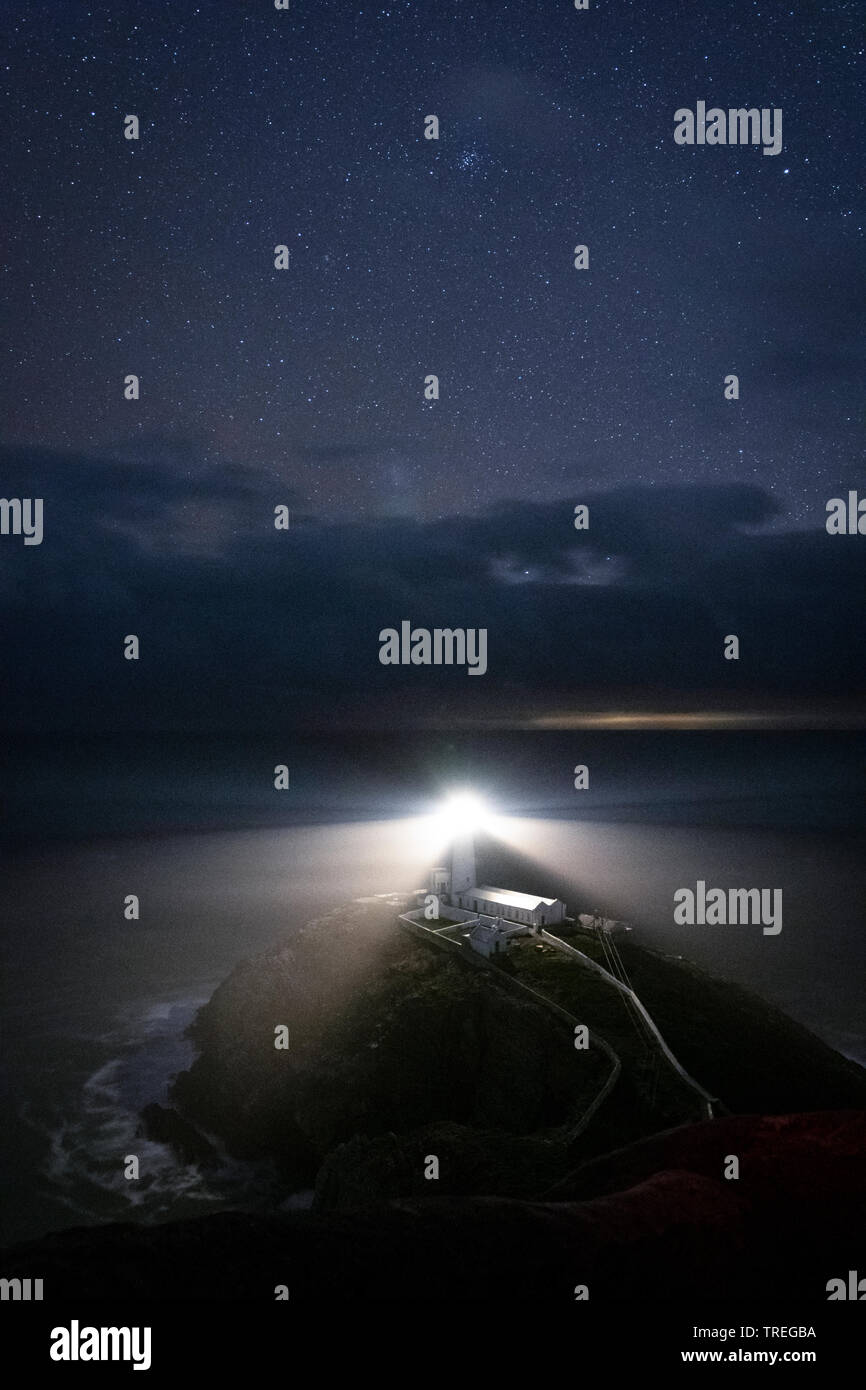 South Stack Lighthouse at night Stock Photo - Alamy