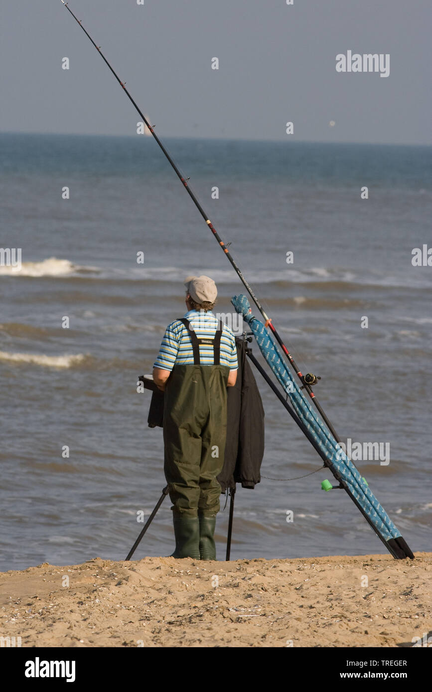 Fisherman on the beach, Netherlands, South Holland Stock Photo - Alamy