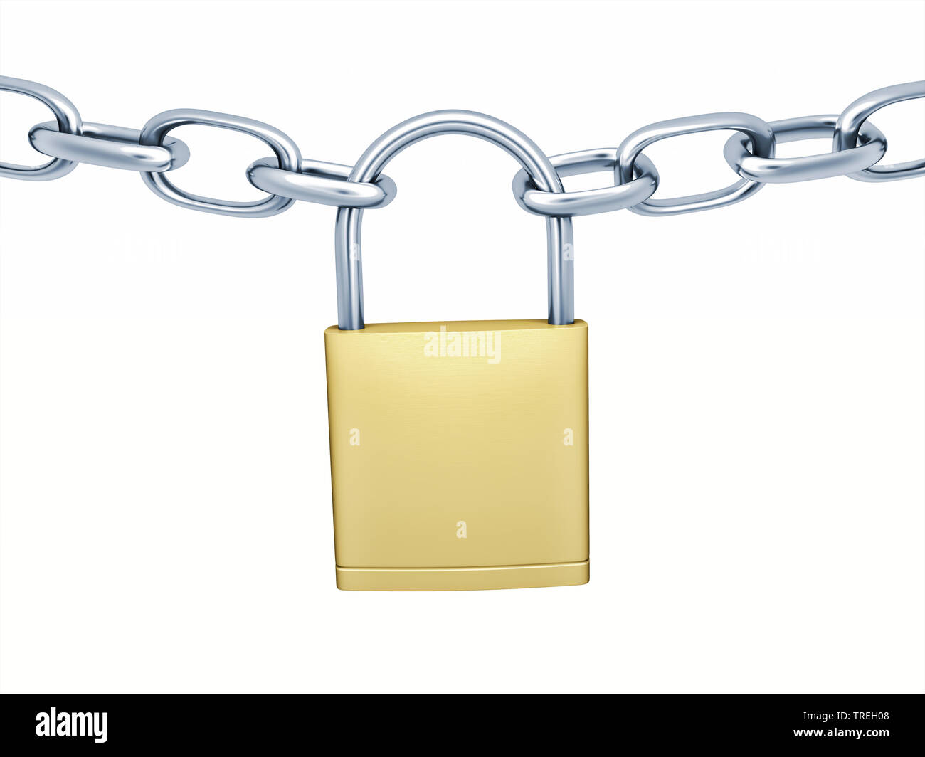 Chain with padlock against white background - symbol for data security ...