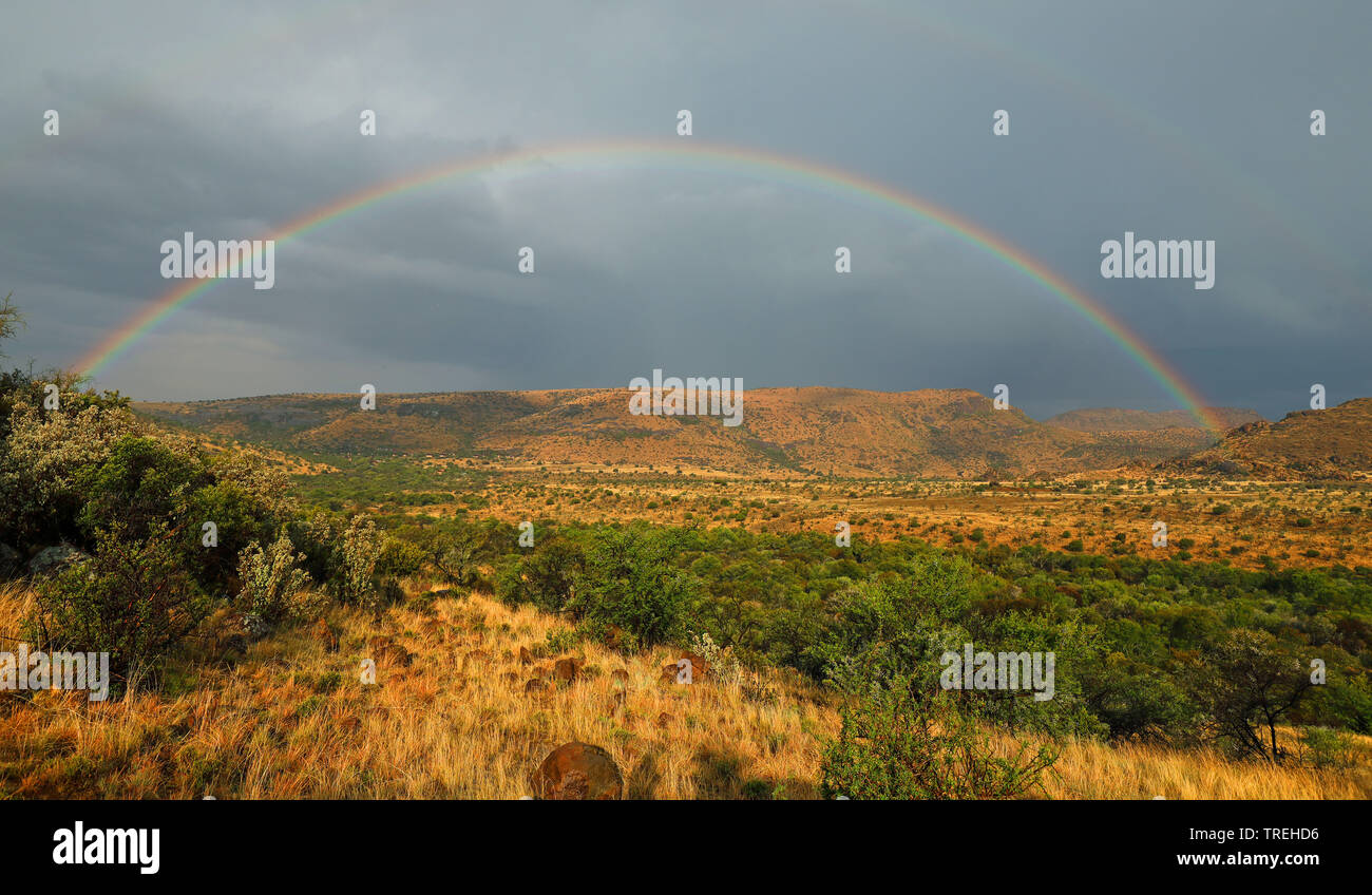 Mountain Zebra National Park, rainbow over valley, South Africa ...
