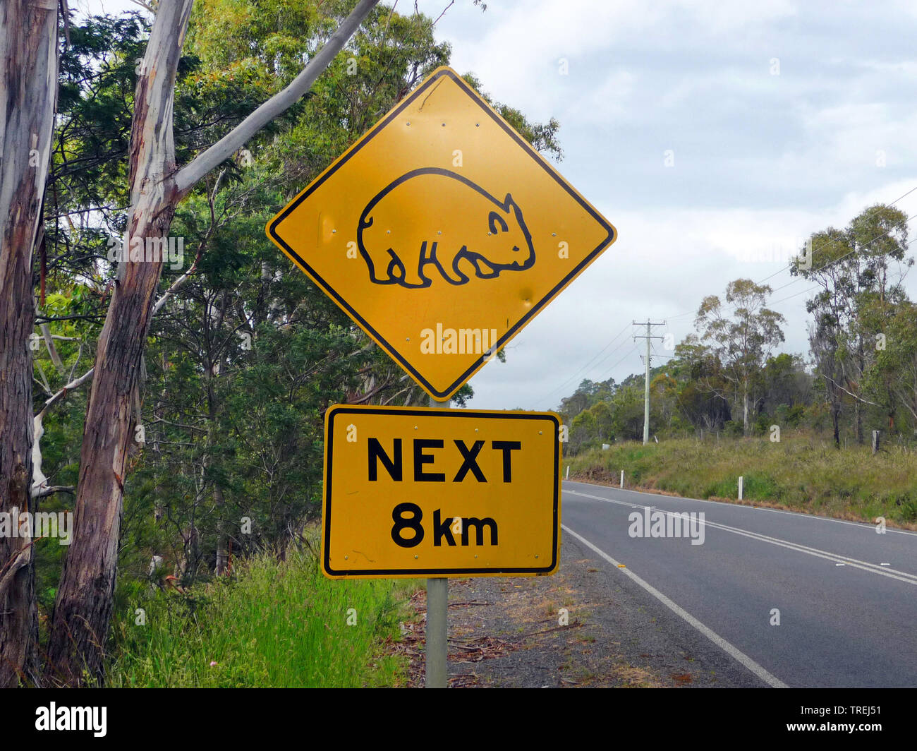 warning sign, Australia, Tasmania Stock Photo - Alamy