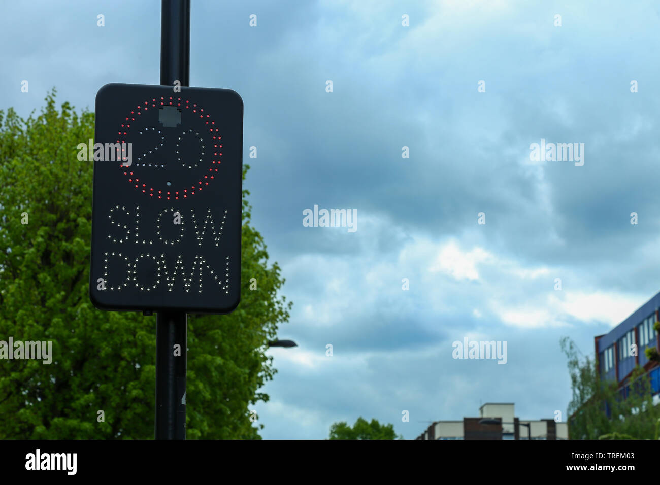 20 Limits speed sign, Slow Down Stock Photo - Alamy