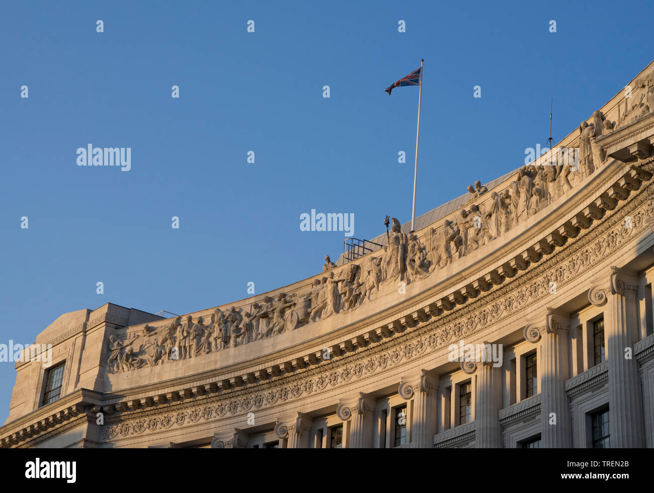 Neo-classic friezes on top of Georgian era building on Regent's Street ...