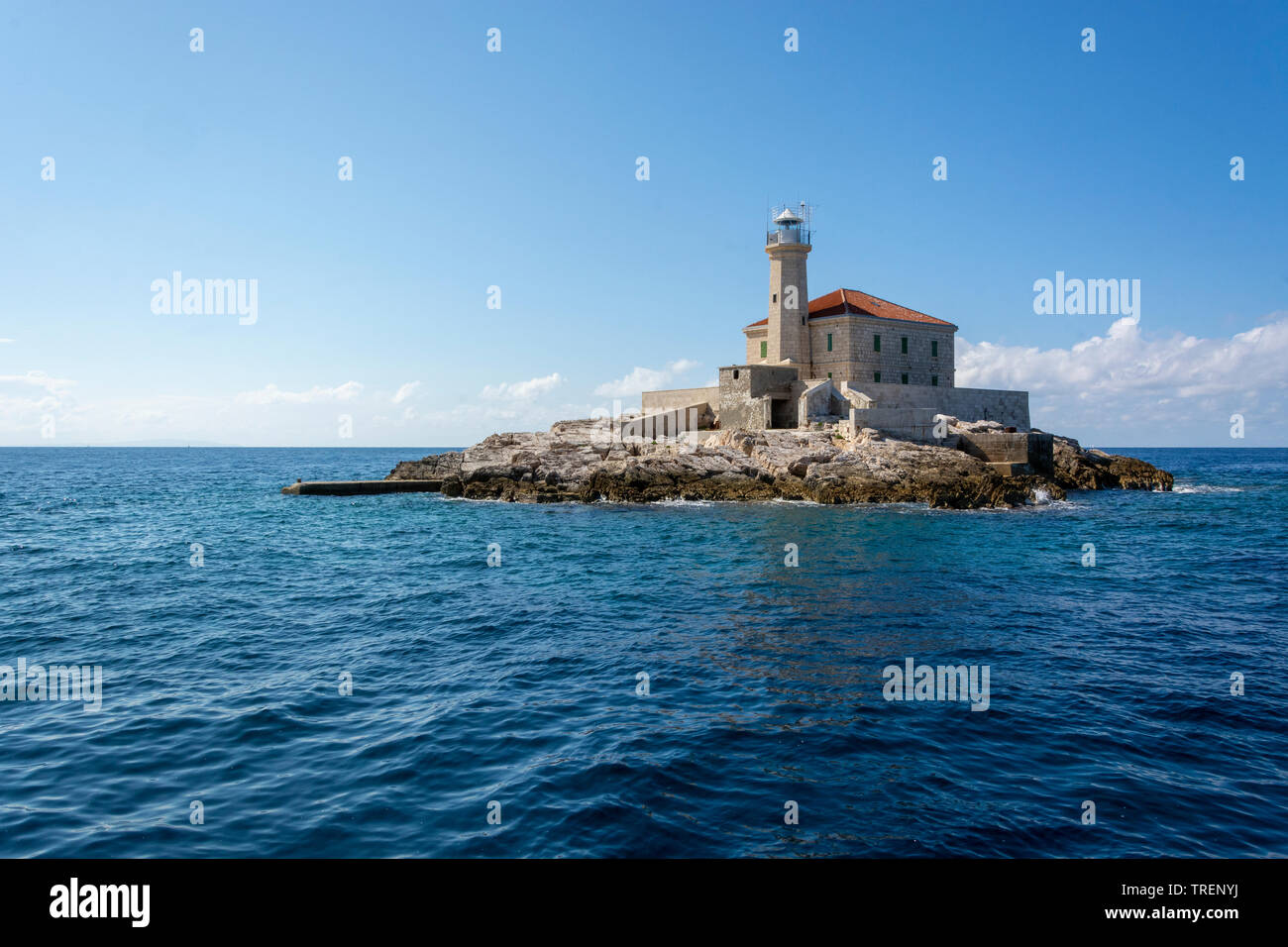 Mulo lighthouse in Croatia on small rocky island Stock Photo - Alamy