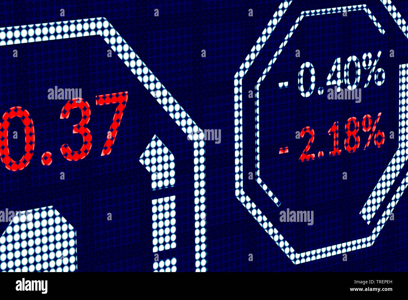Stock market indexes or forex trade data on pixels screen. Perspective ...