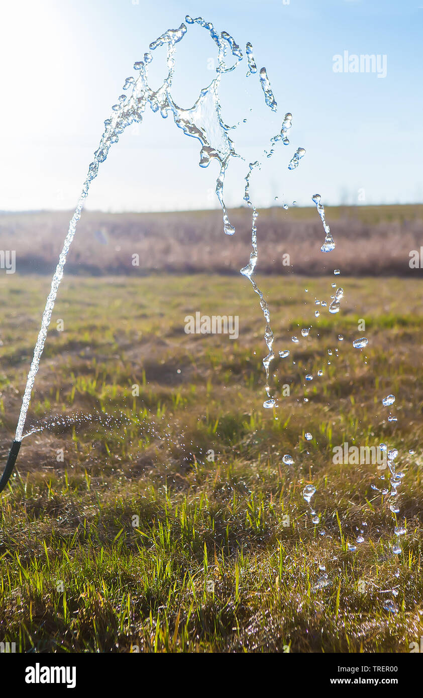 stream of water over green field Stock Photo - Alamy