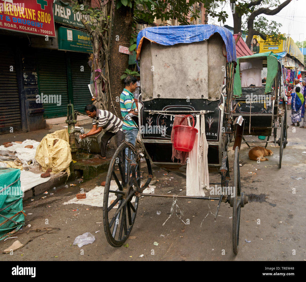 Bicycle rickshaws, Calcutta (Kolkata), West Bengal, India Stock Photo ...