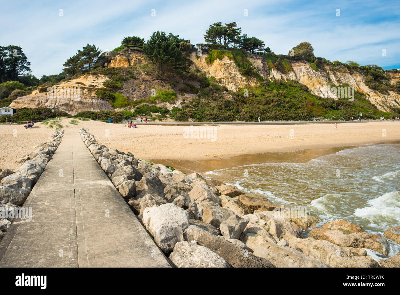Stone Groynes on Branksome Dene Chine beach near Bournemouth in Dorest ...