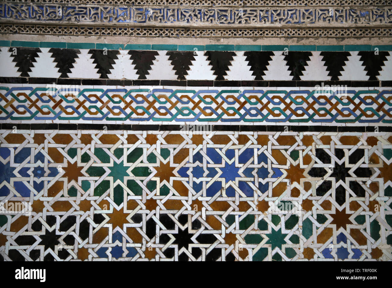 Spain. Seville. Royal Alcazar. Geometric patterns on ceramic tiles ...