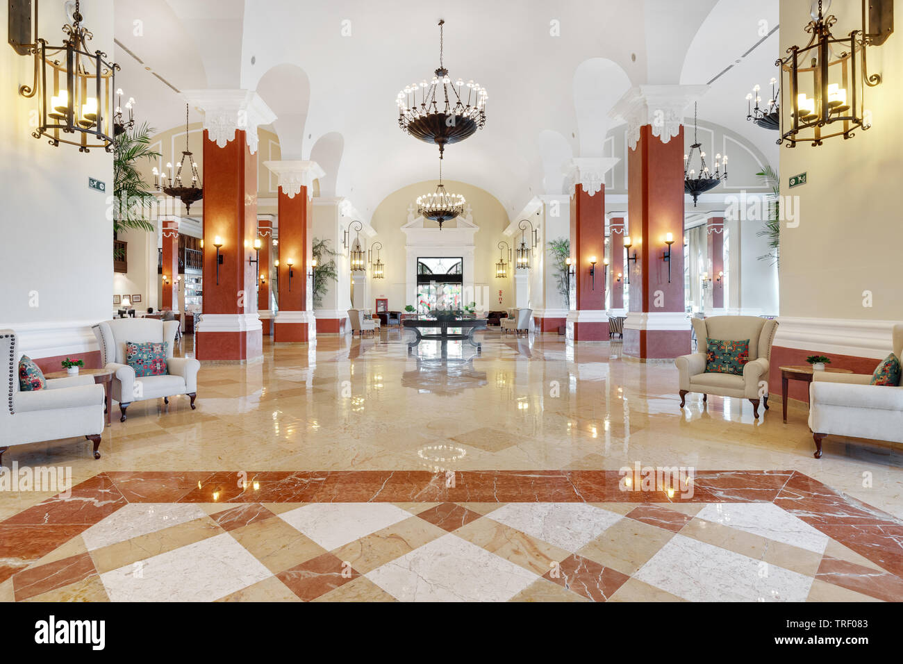 A beautiful lobby inside of the Valentin Imperial Maya all inclusive ...