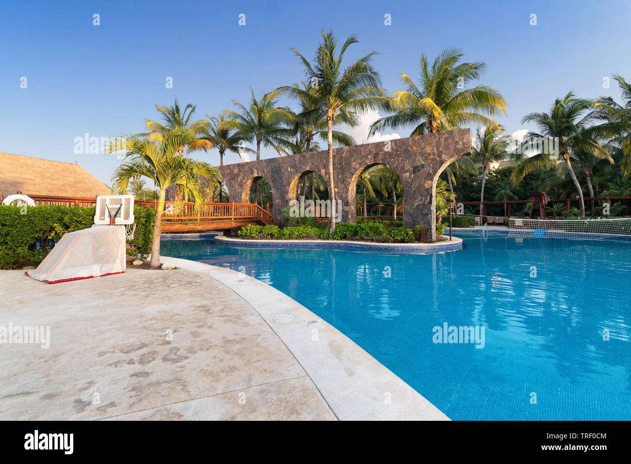 The pool at the Valentin Imperial Maya features a waterfall, volleyball ...