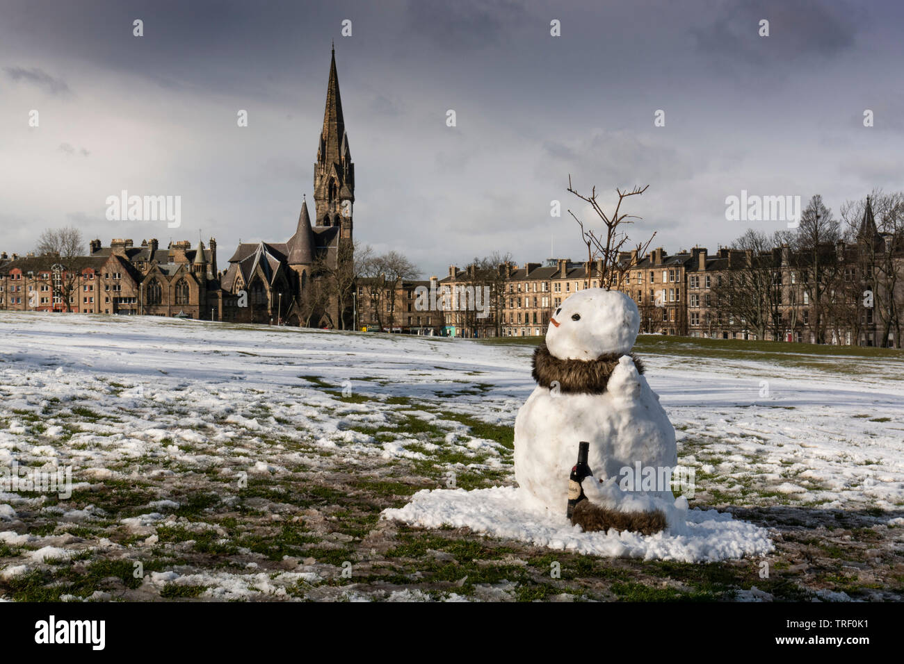 Snowman in the Meadows, Edinburgh Stock Photo - Alamy