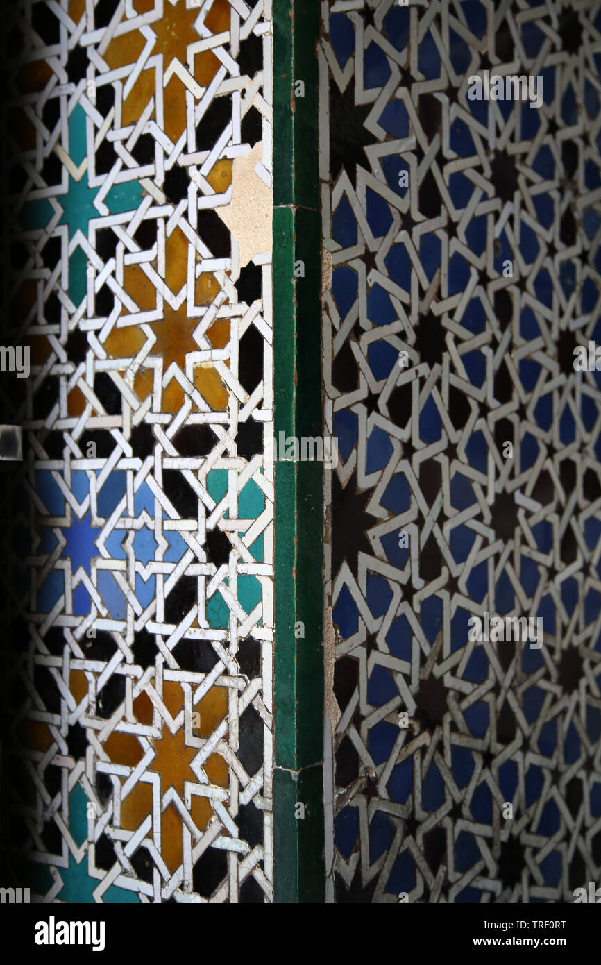 Spain. Seville. Royal Alcazar. Geometric patterns on ceramic tiles ...
