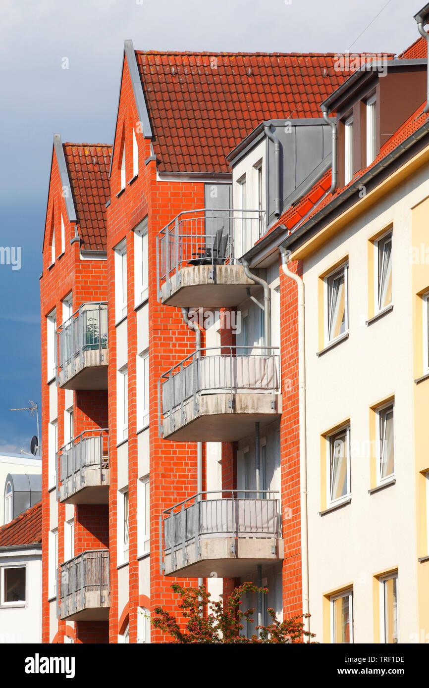 Modern residential buildings, red roofs, roof gables, roof, roof tiles ...