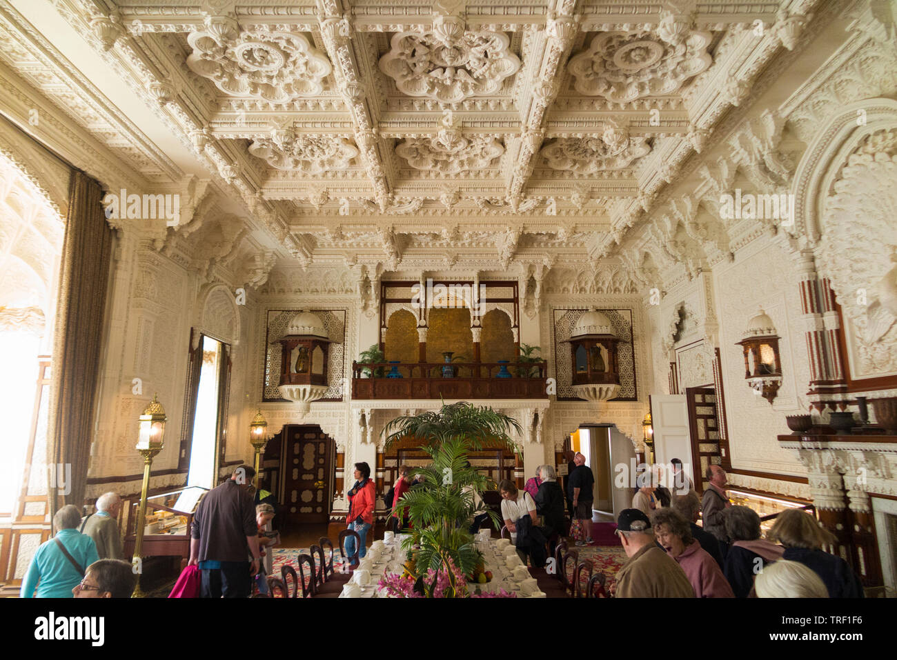 The highly elaborate and decorated ceiling of the Durbar Room at ...