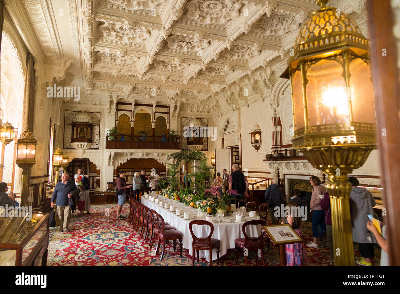 Tourists / visitors inside the Durbar Room at Osborne House on the Isle ...