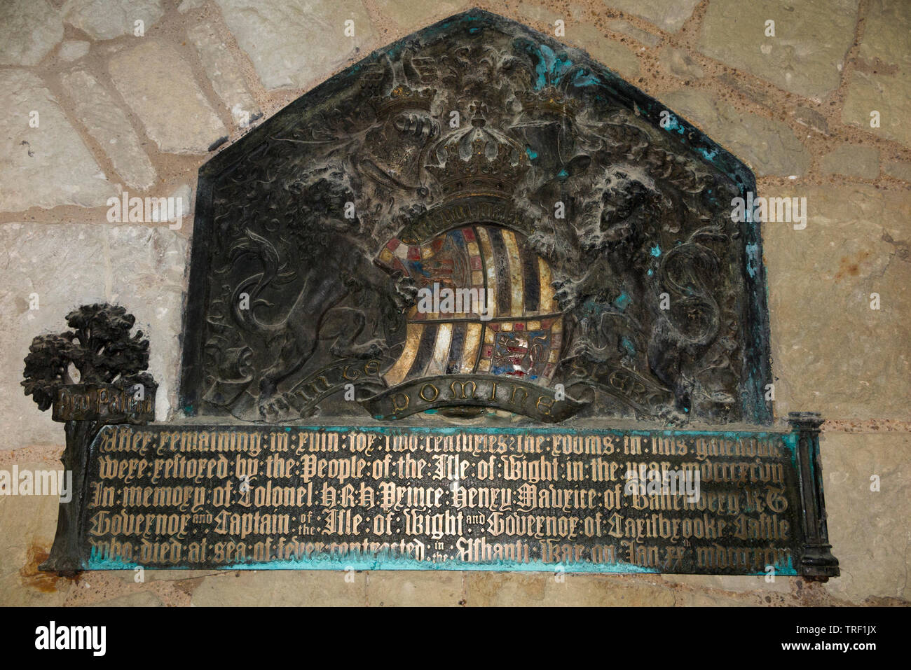 Memorial plaque dedicated to Prince Henry of Battenberg KG PC. In 1889 ...