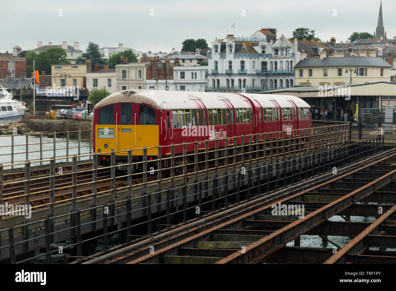 Train track on a pier hi-res stock photography and images - Alamy