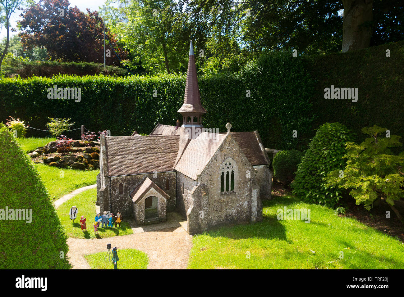 Village church with spire, featured in miniature size / miniaturised ...