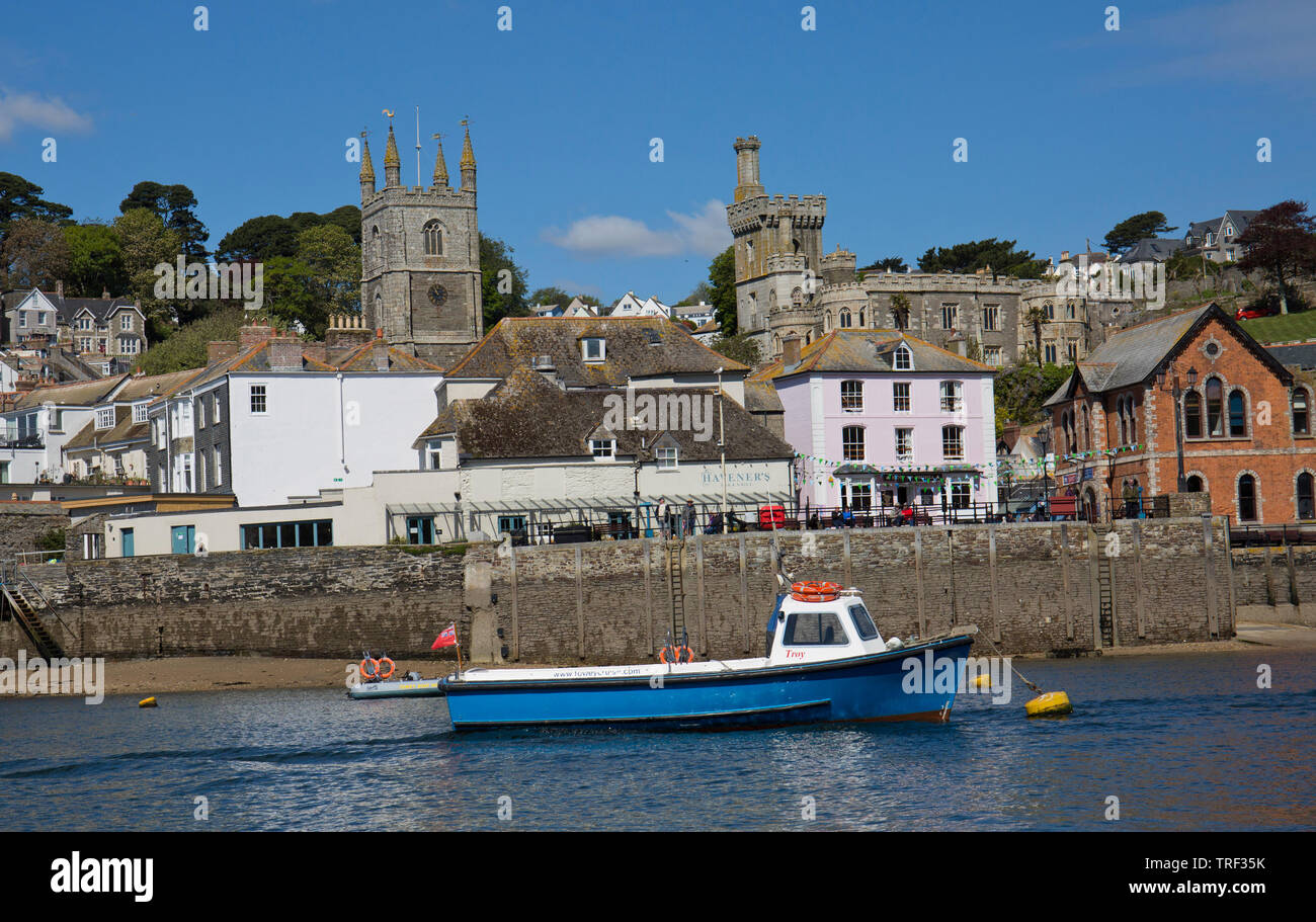 Fowey, Cornwall, viewed from the harbour area Stock Photo - Alamy