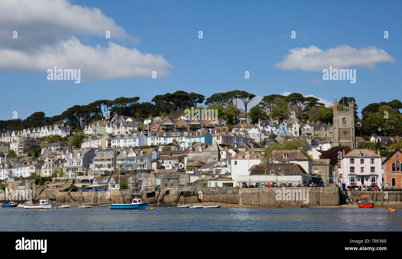 Fowey, Cornwall, viewed from the harbour area Stock Photo - Alamy