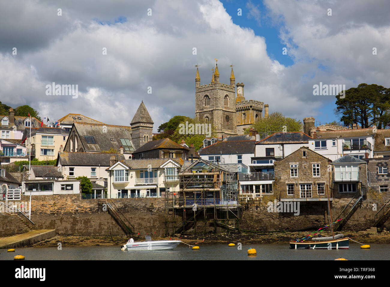 Fowey, Cornwall, viewed from the harbour area Stock Photo - Alamy