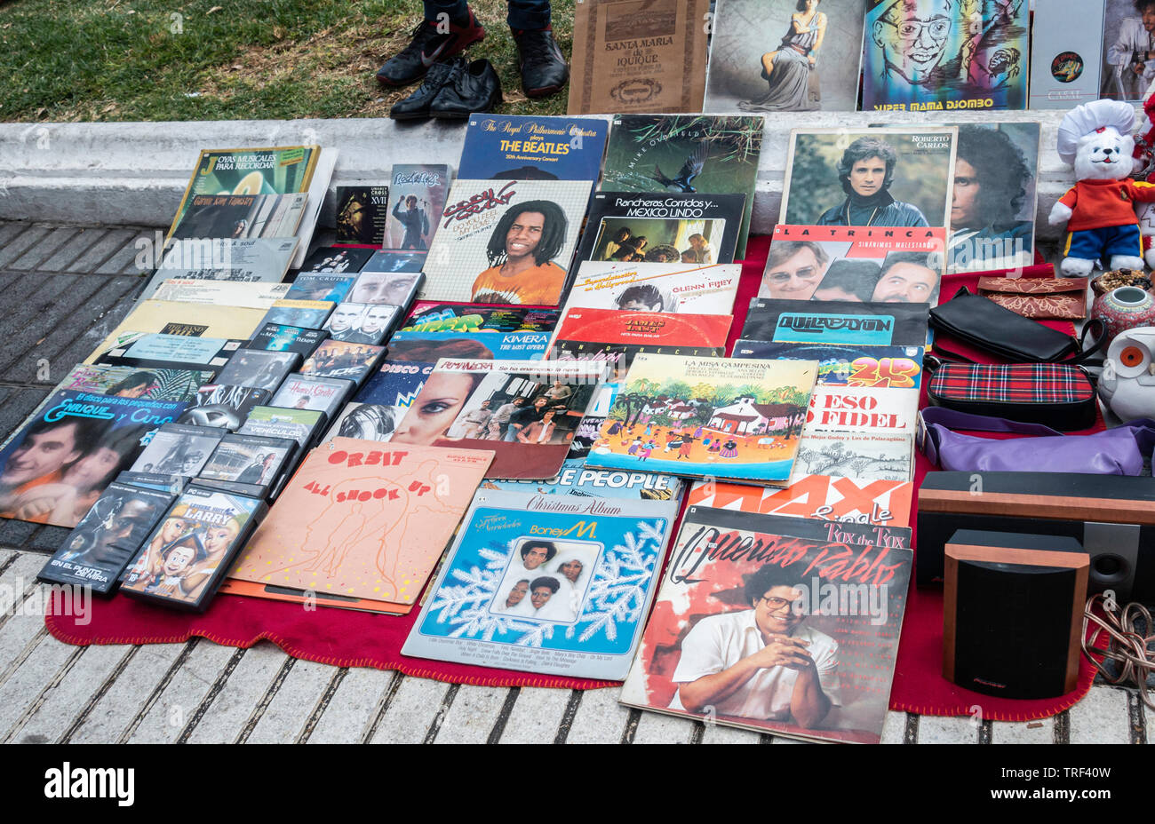 Vinyl records on street market in Spain Stock Photo - Alamy