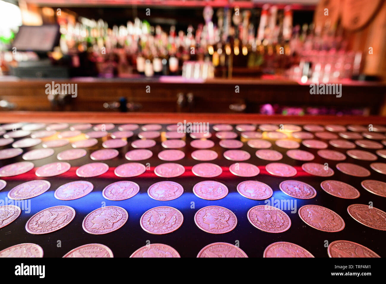 The famous Silver Dollar Bar in the historic Wort Hotel in Jackson ...