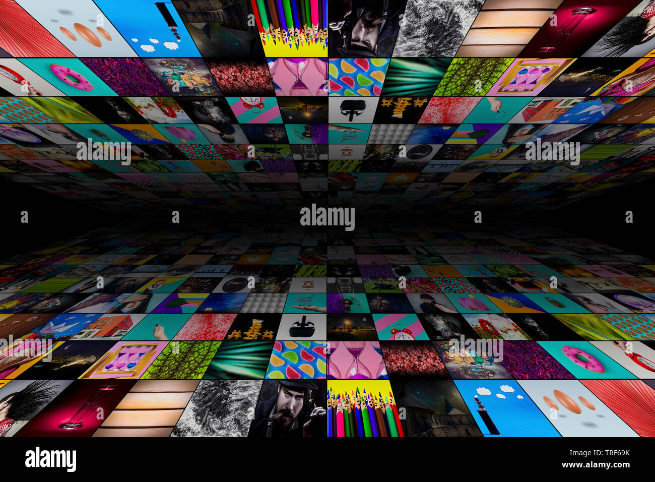 Abstract multimedia background made from multiple colorful images Stock ...